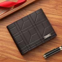 China Polyester Lining Classic Men Wallet Short Fashion Coin Pocket Card Holder Purse 8 Slot for sale