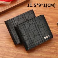 China Polyester Lining Classic Men Wallet Short Fashion Coin Pocket Card Holder Purse 8 Slot for sale