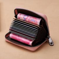 China RFID PU Leather Multi Position Credit Card Holder Zipper Wallet 12 Card Slots for sale