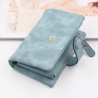 China Korean Style Short Female Purse Tri-fold Wallet Soft Pu Leather 8 Card Slots for sale