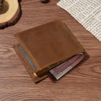 China Vintage Genuine Cow Leather Coin Purse Money Clip Wallet Open Closure for Men Women 10cm for sale