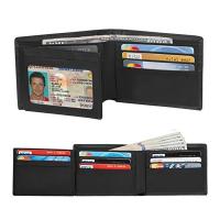 China Genuine Cowhide Men's Short Wallet Mixed Color Leather Daily Life Anti-Theft RFID Blocking for sale