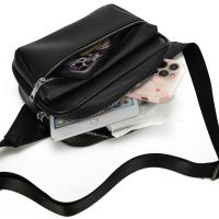 China Custom Logo Waterproof PU Saffiano Leather Chest Bag 10L Multi-Function Men Crossbody for sale