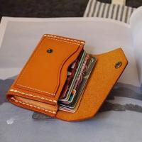 China Handmade Genuine Leather Mens Wallet with Coin Pocket 11.2cm x 7.5cm Short Anti-Theft for sale