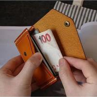 China Handmade Genuine Leather Mens Wallet with Coin Pocket 11.2cm x 7.5cm Short Anti-Theft for sale
