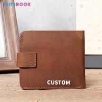 China Men's Bifold Slim Coin Purse Wallet Vintage Genuine Crazy Horse Leather 11cm x 9cm for sale