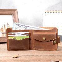 China Men's Bifold Slim Coin Purse Wallet Vintage Genuine Crazy Horse Leather 11cm x 9cm for sale