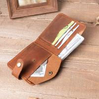 China Men's Bifold Slim Coin Purse Wallet Vintage Genuine Crazy Horse Leather 11cm x 9cm for sale