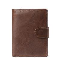 China Men's Casual Short Billfold Wallet Cowhide Leather Polyester Lining 8 Card Slots RFID Blocking for sale