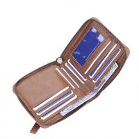 China Vintage Retro Genuine Leather Zipper Closure Handmade Man Purse Wallet Custom Logo Available for sale
