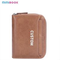 China Vintage Retro Genuine Leather Zipper Closure Handmade Man Purse Wallet Custom Logo Available for sale