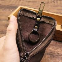 China Vintage Cowhide Leather Keychain Coin Purse for Women Men Low MOQ Mix Models Custom Logo for sale