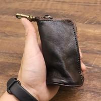 China Vintage Cowhide Leather Keychain Coin Purse for Women Men Low MOQ Mix Models Custom Logo for sale