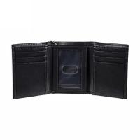 China Genuine Leather Men's Trifold Chain Wallet Anti-Theft Design 12.5cm x 9.5cm for sale