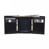 China Genuine Leather Men's Trifold Chain Wallet Anti-Theft Design 12.5cm x 9.5cm for sale