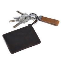 China Genuine Leather Mini Coin Purse Keychain Money Bag Men Key Pouch Credit Card Holder Wallet 2.5x1.5in for sale