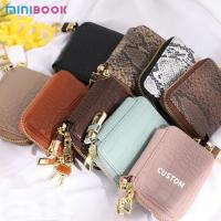 China Genuine Leather Mini Coin Purse Keychain with Chain Sling Shoulder Strap 20cm for sale