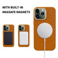 China Genuine Leather Phone Case for iPhone 15 Pro with Magnetic Wireless Charging Shockproof Business Cover for sale