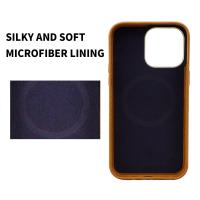 China Genuine Leather Phone Case for iPhone 15 Pro with Magnetic Wireless Charging Shockproof Business Cover for sale