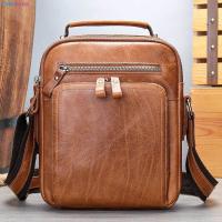 China Retro Brown Cowhide Leather Messenger Bag for Men Durable 15.6 Inch Laptop Shoulder Bag for sale