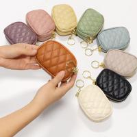 China Genuine Leather Mini Keychain Coin Pouch with Double Zippers for Women Daily Use 8x5cm for sale