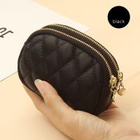 China Genuine Leather Mini Keychain Coin Pouch with Double Zippers for Women Daily Use 8x5cm for sale