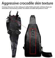 China Men's PU Leather Crossbody Chest Bag Alligator Pattern Fashion Casual Shoulder Bag for sale