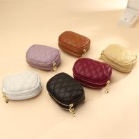 China Genuine Leather Mini Keychain Coin Pouch with Double Zippers for Women Daily Use 8x5cm for sale