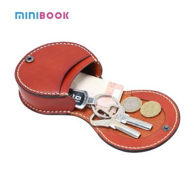 China Genuine Leather Coin Purse Mini Wallet with Keyring 8.8x8.8x2.5 cm OEM ODM Custom for sale
