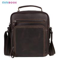 China 9.7 Inch Genuine Leather Men's Shoulder Messenger Bag Vintage Multiple Pockets for sale