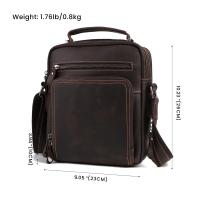 China 9.7 Inch Genuine Leather Men's Shoulder Messenger Bag Vintage Multiple Pockets for sale