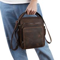 China 9.7 Inch Genuine Leather Men's Shoulder Messenger Bag Vintage Multiple Pockets for sale