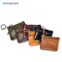 China Genuine Leather Coin Purse with Keyring 12x9x10 cm Custom Rectangle Card Holder Wallet for sale
