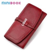 China Genuine Leather Long Wallet Clutch Bag for Women Fashion Anti-Theft 18.5cm for sale