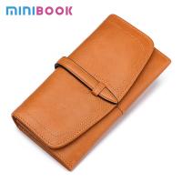 China Genuine Leather Long Wallet Clutch Bag for Women Fashion Anti-Theft 18.5cm for sale