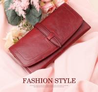 China Genuine Leather Long Wallet Clutch Bag for Women Fashion Anti-Theft 18.5cm for sale