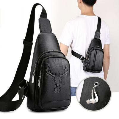 China Men PU Leather Crossbody Sling Bag Travel Belt Bag 30cm Crocodile Grain Custom for sale