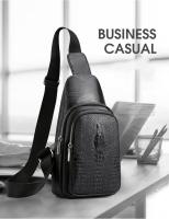 China Men PU Leather Crossbody Sling Bag Travel Belt Bag 30cm Crocodile Grain Custom for sale