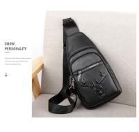 China Men PU Leather Crossbody Sling Bag Travel Belt Bag 30cm Crocodile Grain Custom for sale