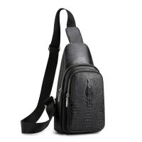 China Men PU Leather Crossbody Sling Bag Travel Belt Bag 30cm Crocodile Grain Custom for sale