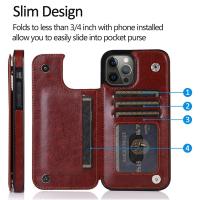 China PU Leather Kickstand Phone Case Wallet with Card Slots for iPhone Shockproof Lightweight for sale