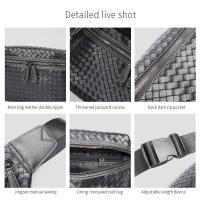 China Men's PU Leather Crossbody Waist Bag Large Capacity Travel Shoulder Bag 30x15x8cm for sale