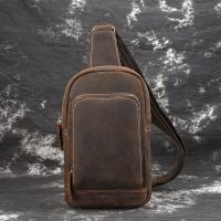 China Functional Customized Cowhide Leather Sling Crossbody Backpack for Travel Hiking 25L for sale