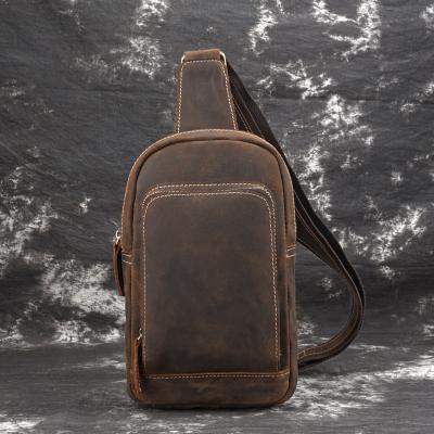 China Functional Customized Cowhide Leather Sling Crossbody Backpack for Travel Hiking 25L for sale