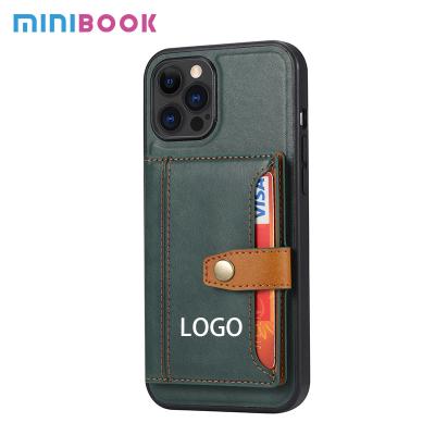 China Luxury PU Leather Phone Case with Card Sleeve for iPhone 15 Pro Max Shockproof for sale