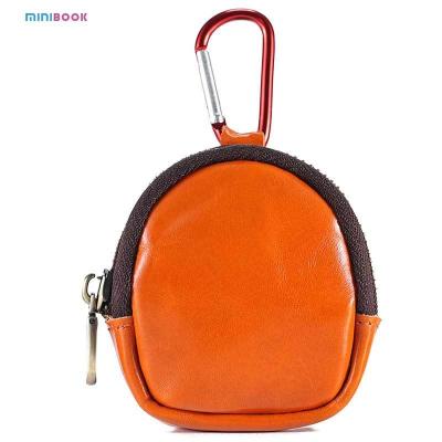 China Genuine Leather Mini Earphone Shell Keychain with Carabiner Hook for Daily Use for sale