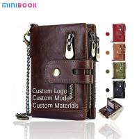 China Genuine Cowhide Leather RFID Mini Wallet 15x10x5cm for Mobile Phone Cases Business Style for sale