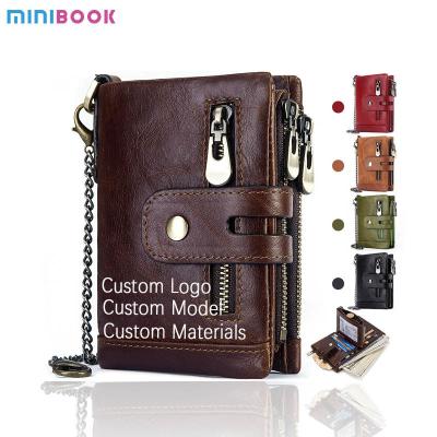 China Genuine Cowhide Leather RFID Mini Wallet 15x10x5cm for Mobile Phone Cases Business Style for sale