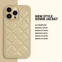 China PU Leather Winter Down Jacket Phone Case for iPhone 15 Pro Max Shockproof Waterproof for sale