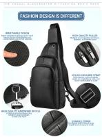 China Genuine Leather Men's Chest Bag with USB Charging OEM ODM Cross Body Bag 25 Days Delivery for sale